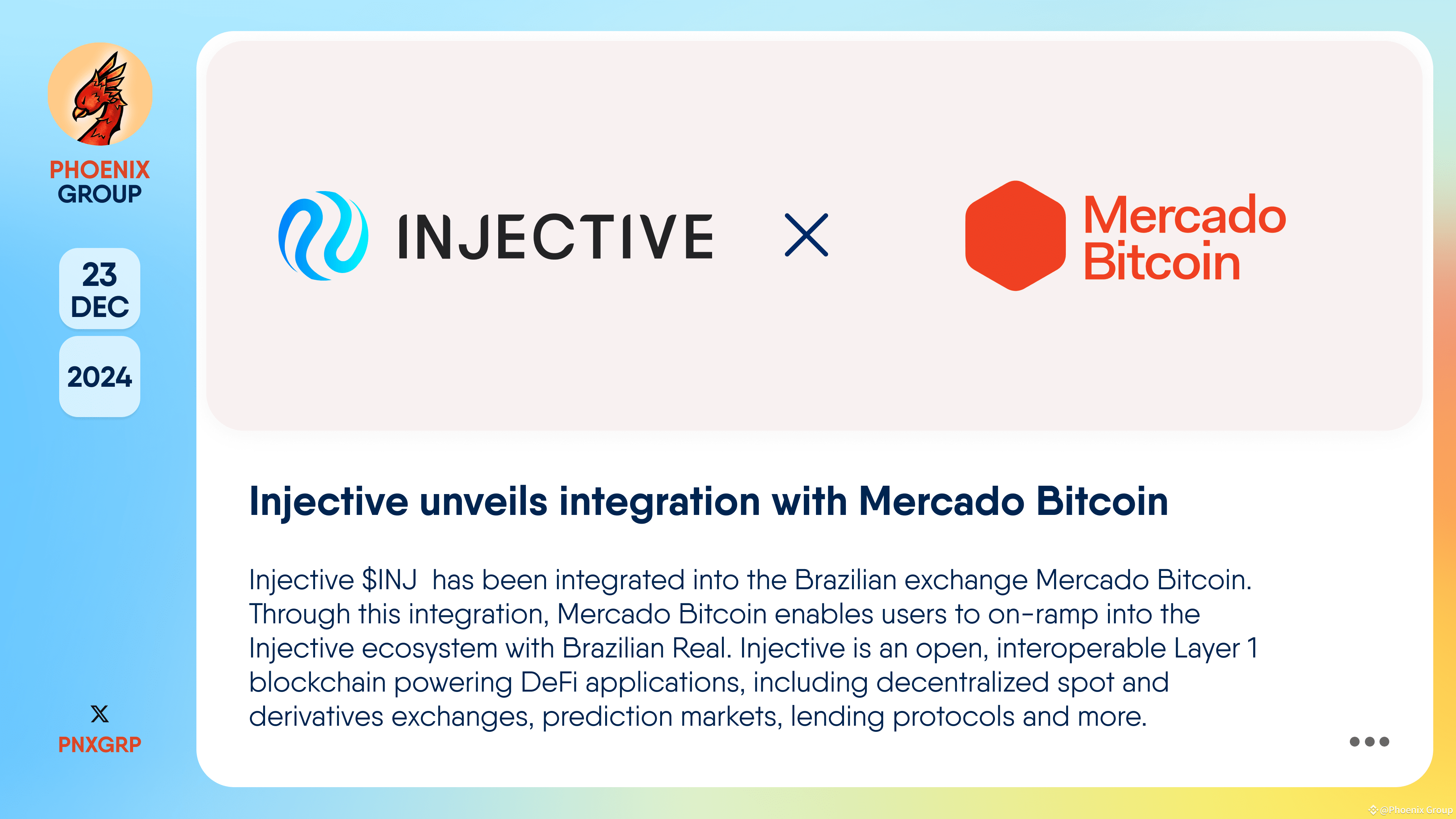 Injective 宣布与 Mercado Bitcoin 的整合 #Injective $INJ 已经集成到巴西交 | Phoenix ...