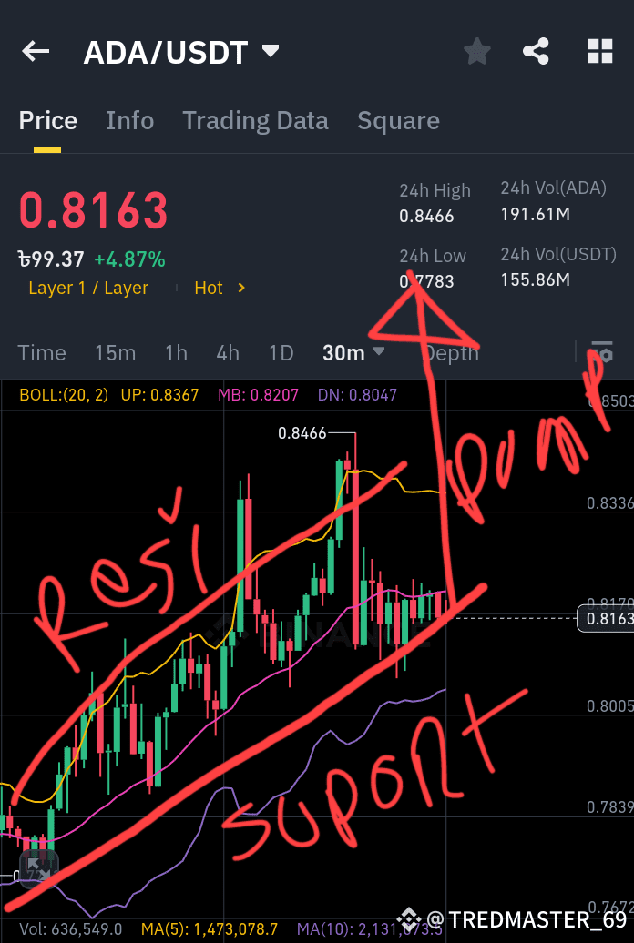 $ADA There's a Big Possibility, Strong Support, Resistance | TREDMASTER_69 on Binance Square