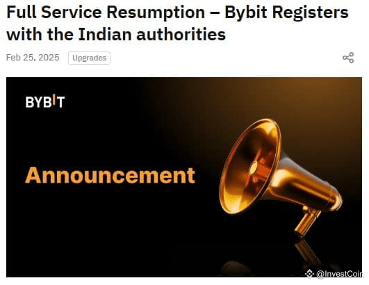 🔈 Bybit received a license in India, and from today has ope ...